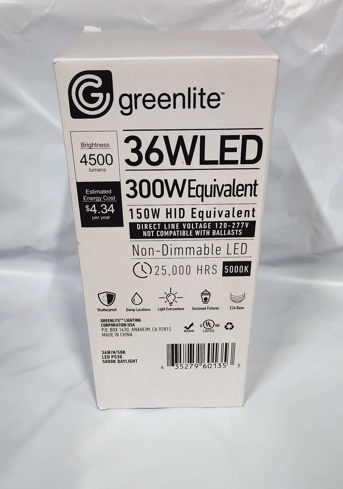 Greenlite PS30 36W LED 300W Equivalent 5K 4500 Lumens (Case of 4 ...