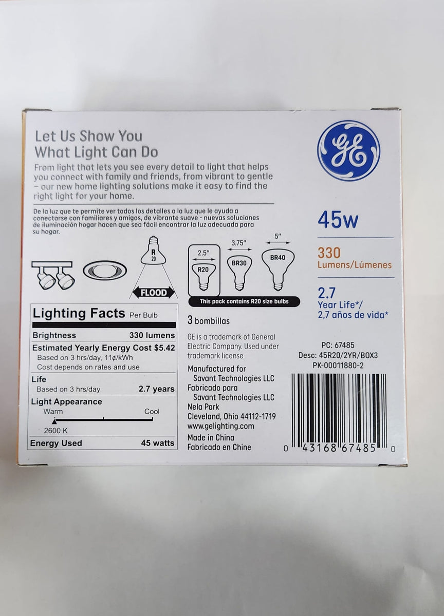 GE Soft White 45W Indoor Floodlight Bulbs, 330 Lumens - Case of 4-3Pac ...