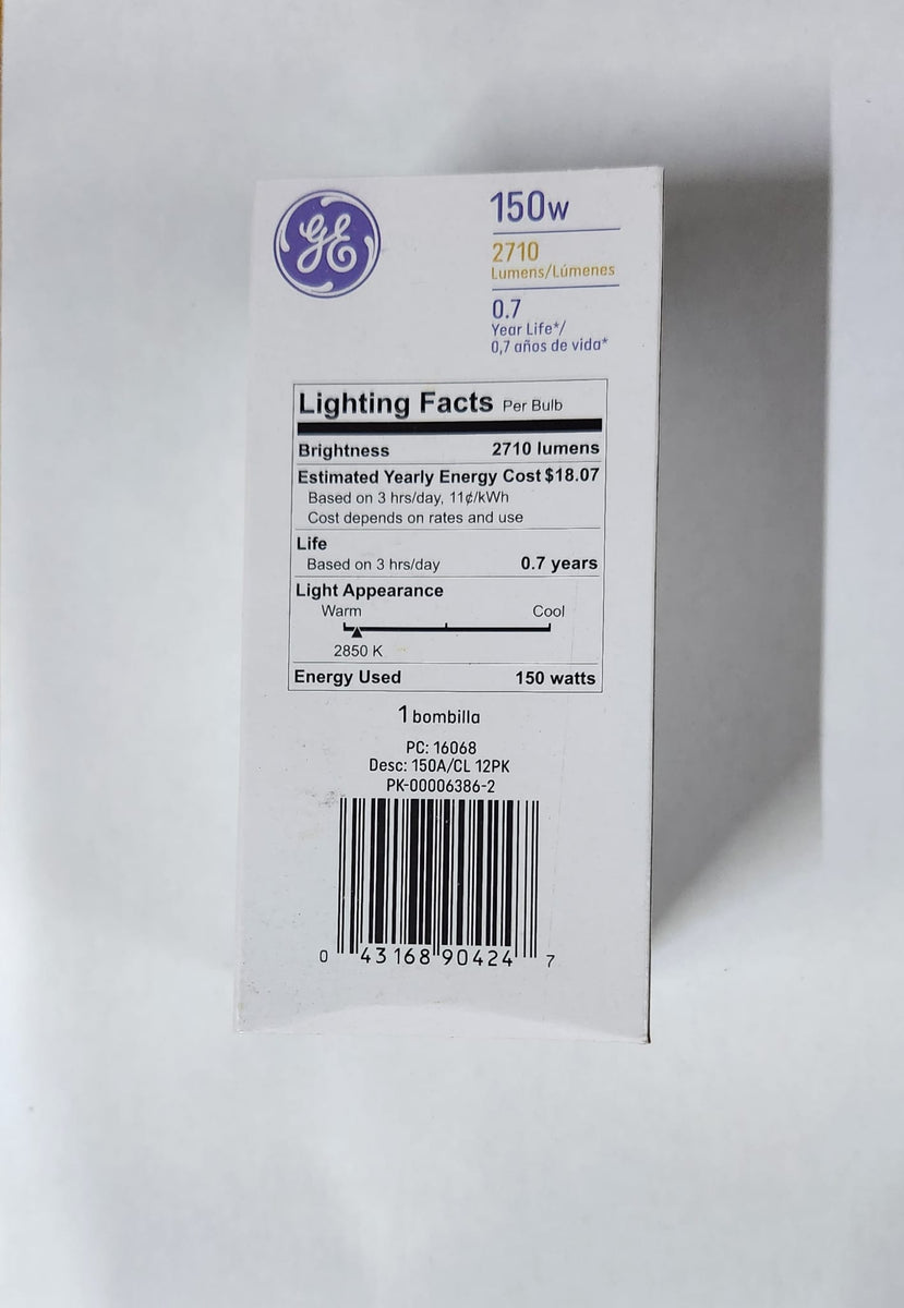 GE #16068 150-Watt A21 Crystal Clear – Light Bulb Stores